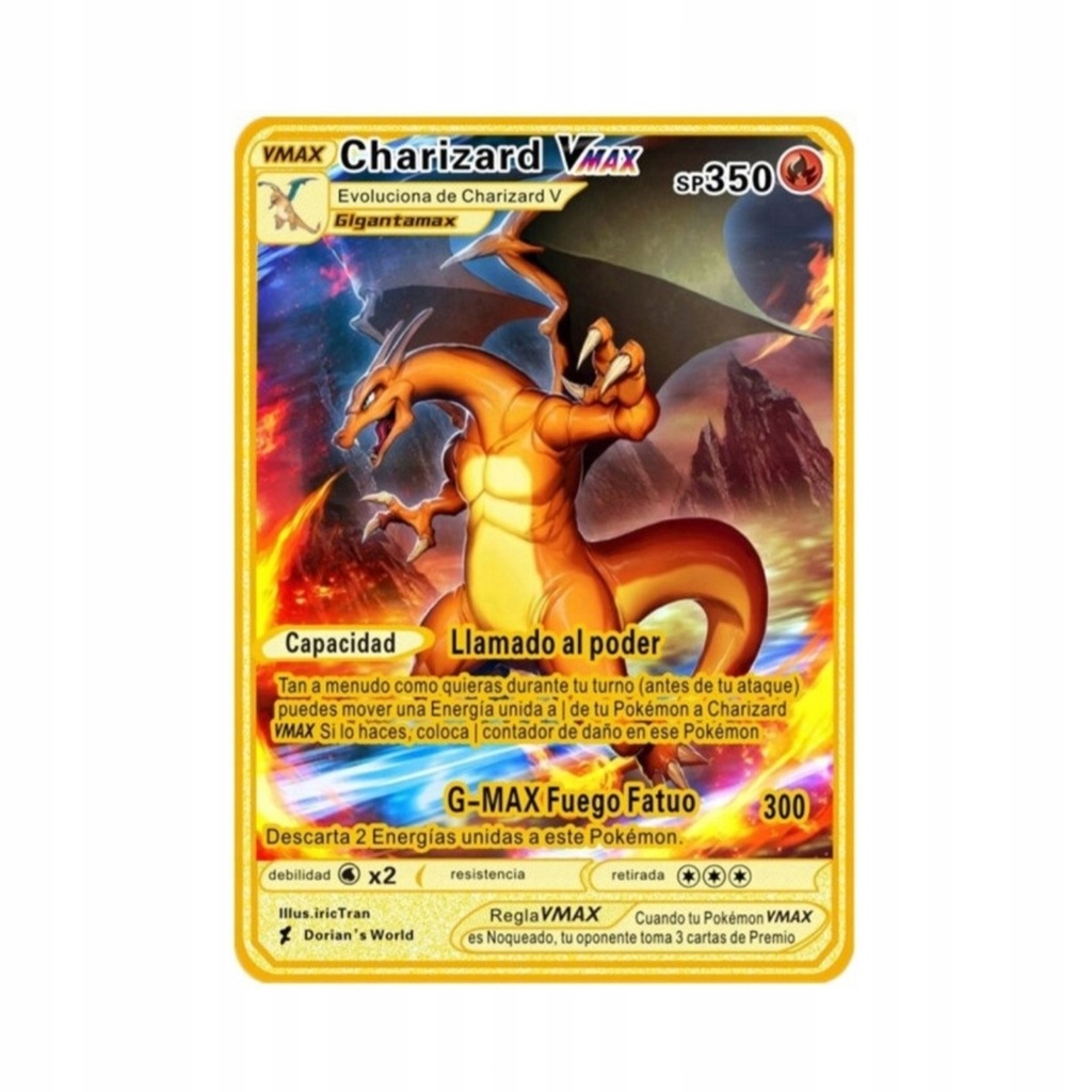 ZŁOTA KARTA POKEMON Charizard Pikachu METALOWA - 12895460304 ...