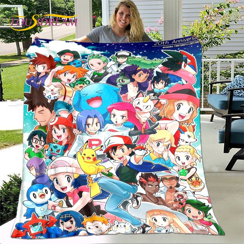 KOC Cartoon Cute Pokemon Pikachu koc flanelowe rz - 13290079410 ...