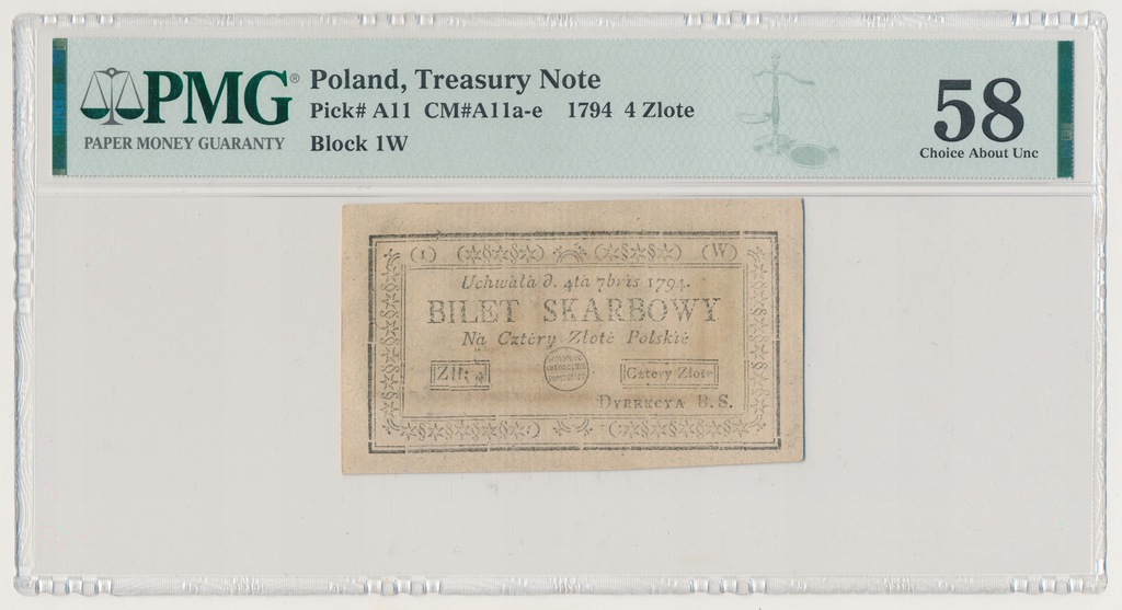 5299. 4 zł 1794 - (1)(W) - PMG 58 - adnotacja na odwrocie - 14526868063 ...