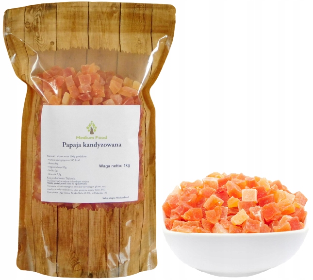 PAPAJA kandyzowana suszona kostka 1kg (1000g) - 10247354991 - oficjalne archiwum Allegro