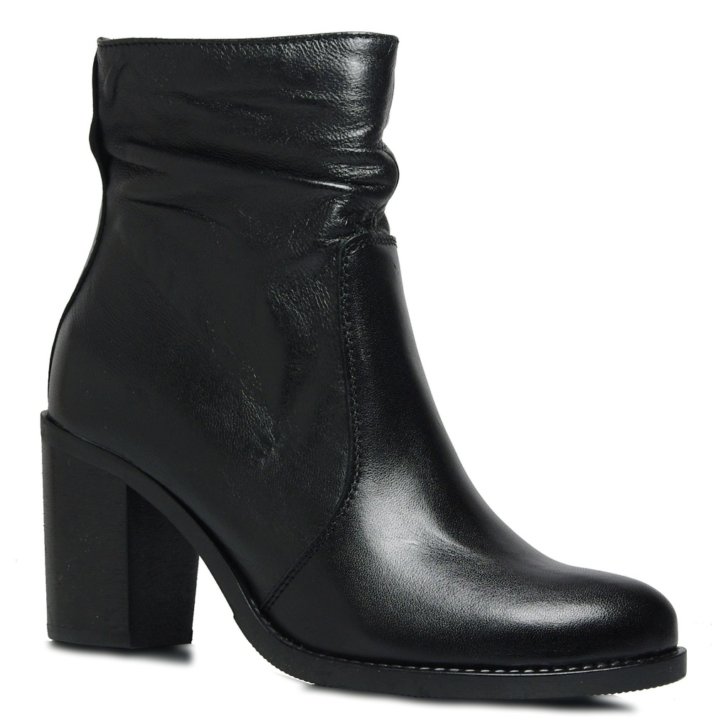 Czarne botki na wyższym słupku skóra Galant new 41 - 12746794176 - oficjalne archiwum Allegro