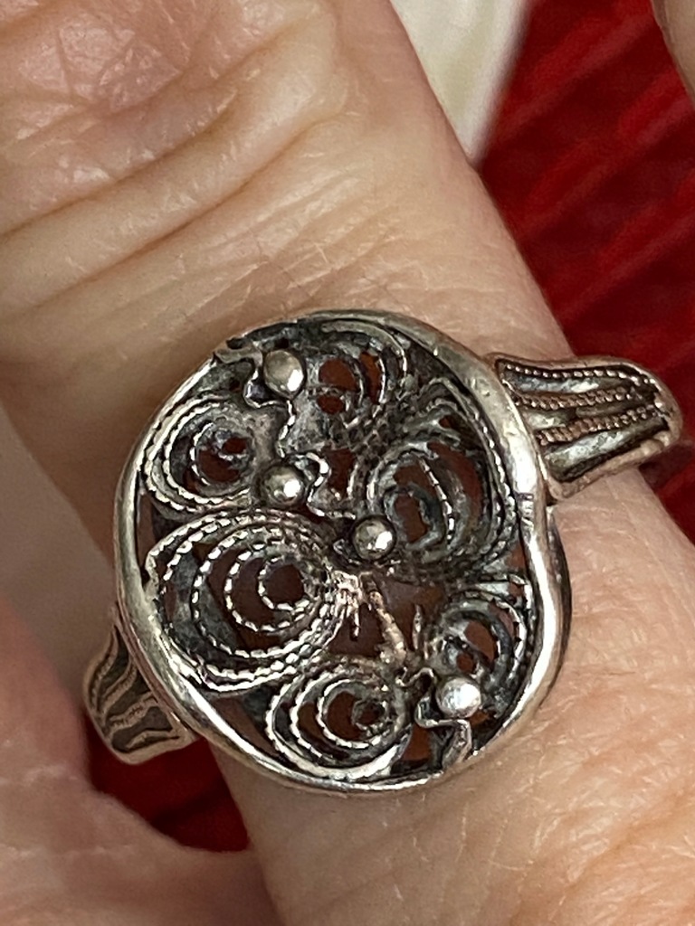 Imago Artis pierścionek stary srebrny filigran - 13175263934 ...