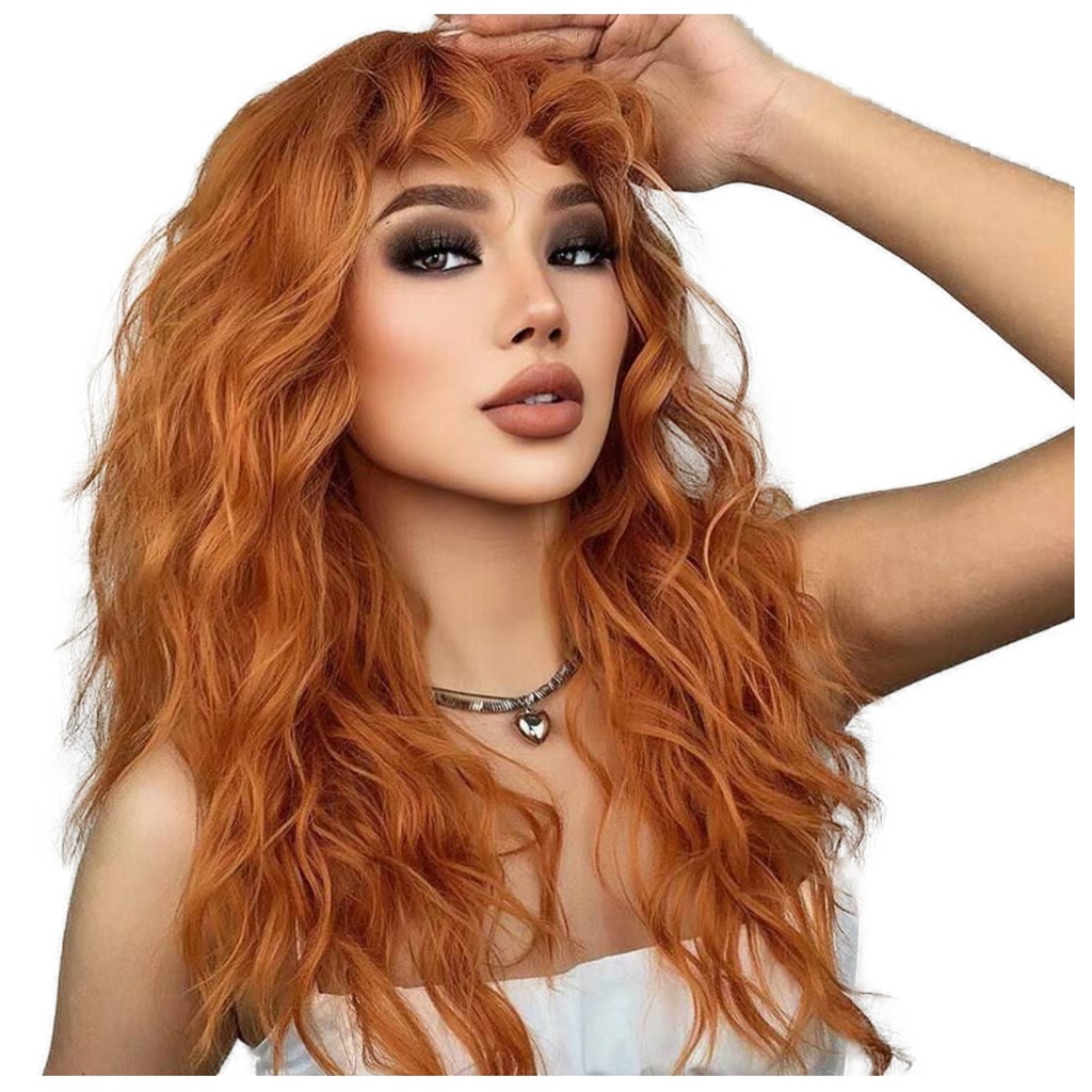 PERUKA ruda kręcone włosy rude JAK NATURALNE GRZYWKA fale 60cm ...