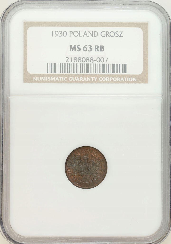 II RP. 1 grosz 1930 NGC MS63 RB - PIĘKNY - 14156457366 - oficjalne archiwum Allegro