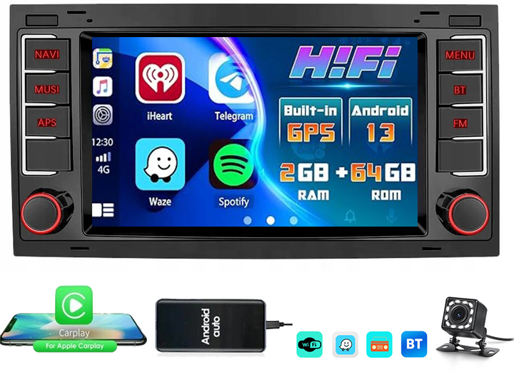 RADIO GPS ANDROID VW MULTIVAN T5 PASSAT B5 GOLF 4 CARPLAY WIFI USB 2/64GB - 17246867916 ...