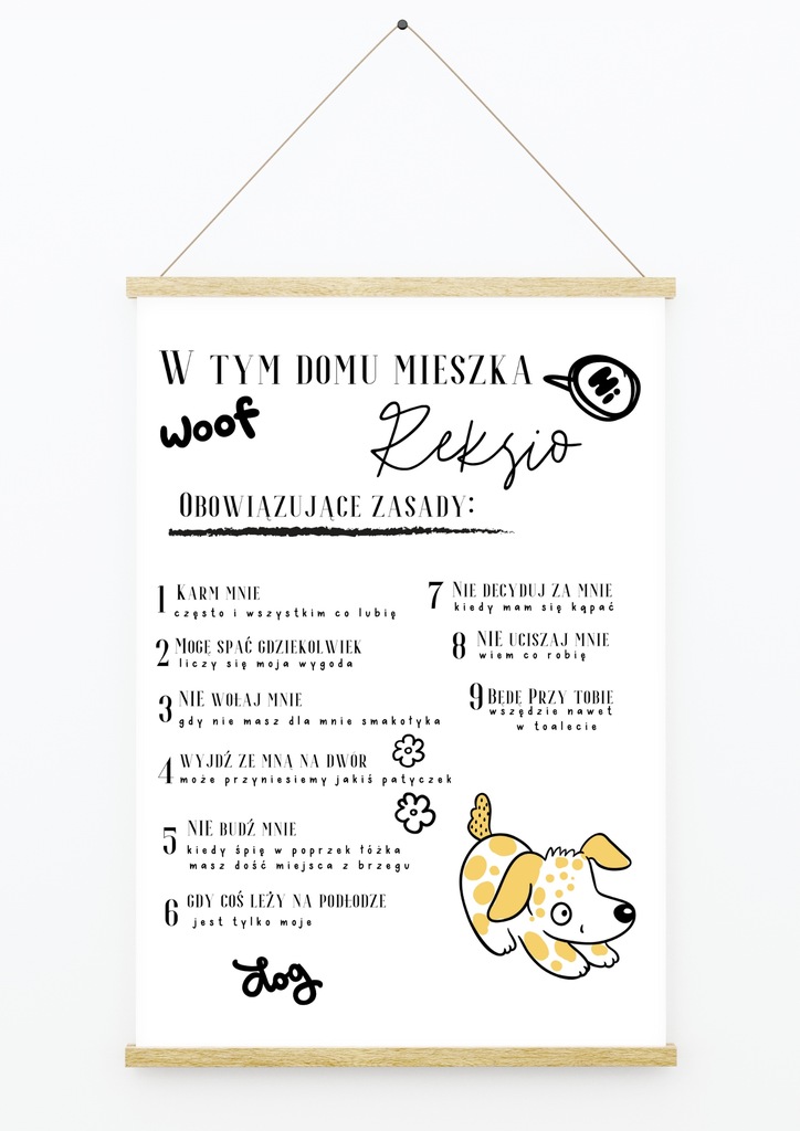 Plakat tu mieszka pies z zasadami dla właścicieli - 12055581392 - oficjalne archiwum Allegro