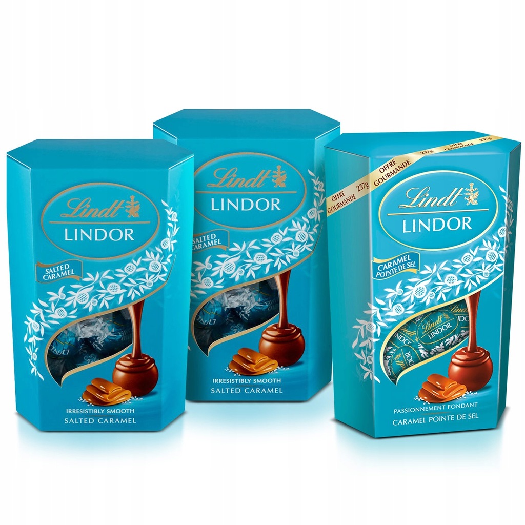 Praliny LINDOR słony karmel 2x200g + praliny 237g - 13774733925 - oficjalne archiwum Allegro