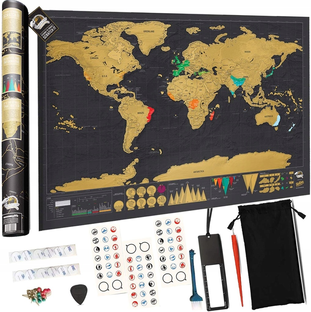 Scratchable mapa świata XXL zdrapka 82,5 x 59,4 cm - 10775006506 ...