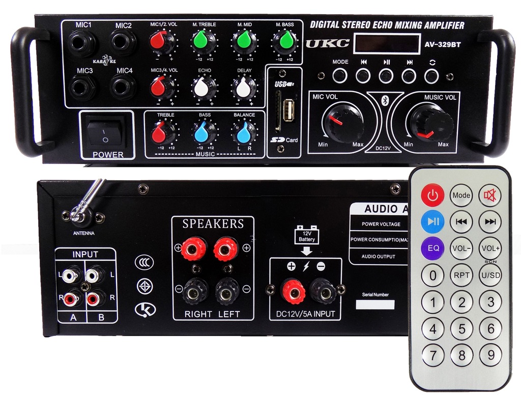 WZMACNIACZ AMPLITUNER STEREO BLUETOOTH RADIO USB - 8527250224 - oficjalne archiwum Allegro