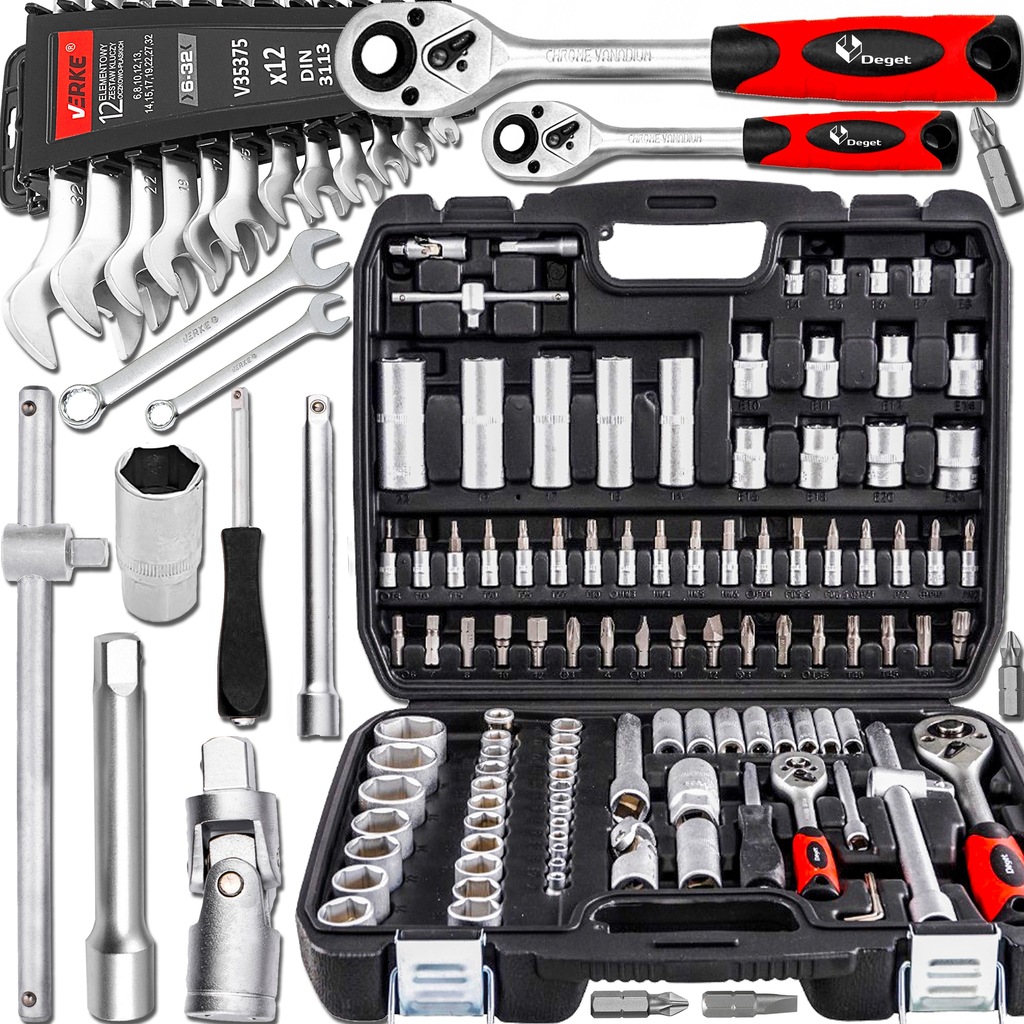 KLUCZE NASADOWE ZESTAW KLUCZY NASADOWYCH NARZĘDZI BITY TORX +PŁASKO OCZKOWE - 14841514238 ...