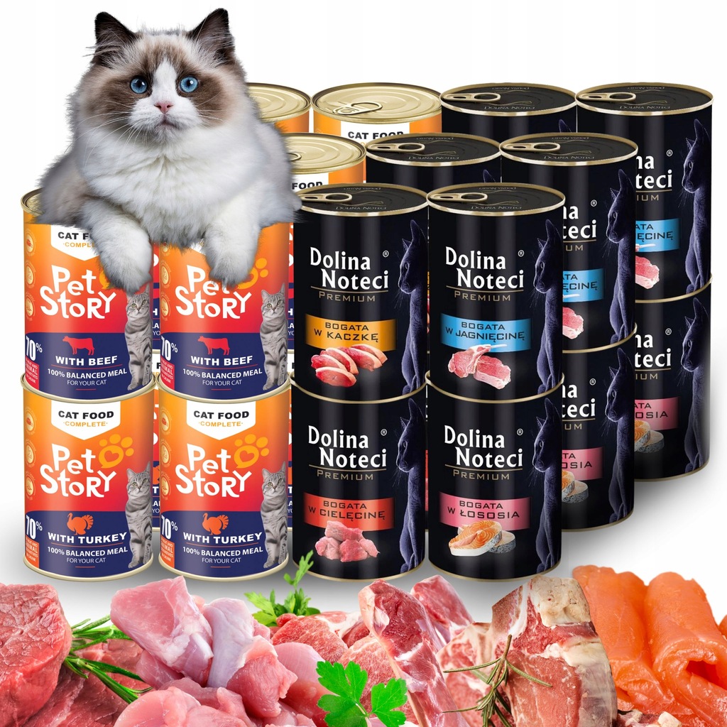 ZESTAW PETSTORY + DOLINA NOTECI Karm mokrych dla KOTA MIX smaków 24x400g - 14809765675 ...