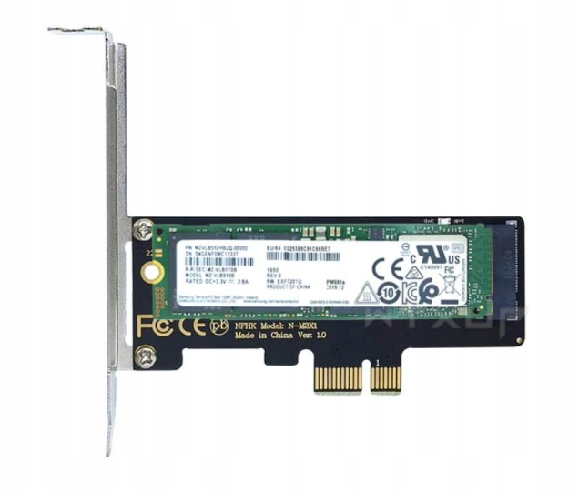 Karta adapter M.2 NVME SSD na PCI-E X1 + śledzie - 12222296796 ...