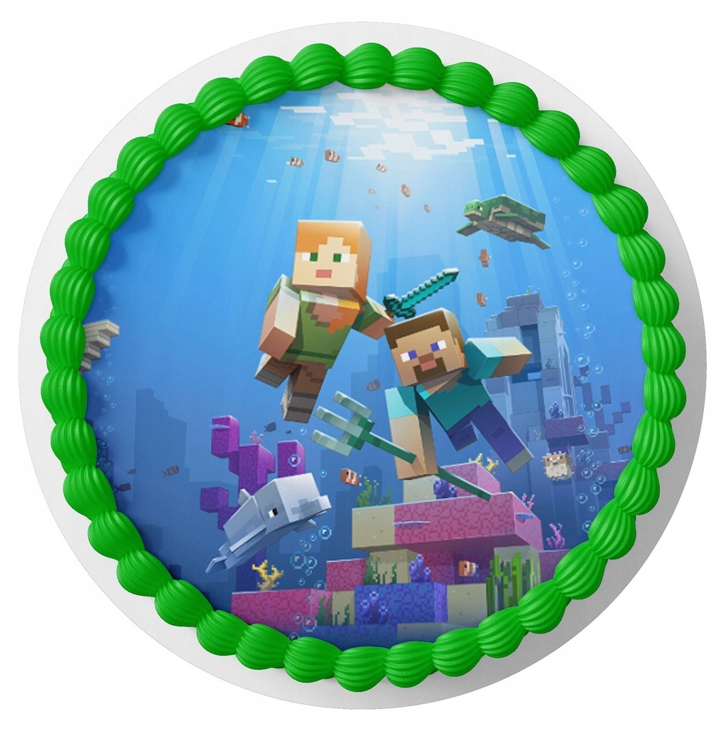 OPŁATEK NA TORT 26 CM MINECRAFT + NAPIS GRATIS - 12811792256 ...