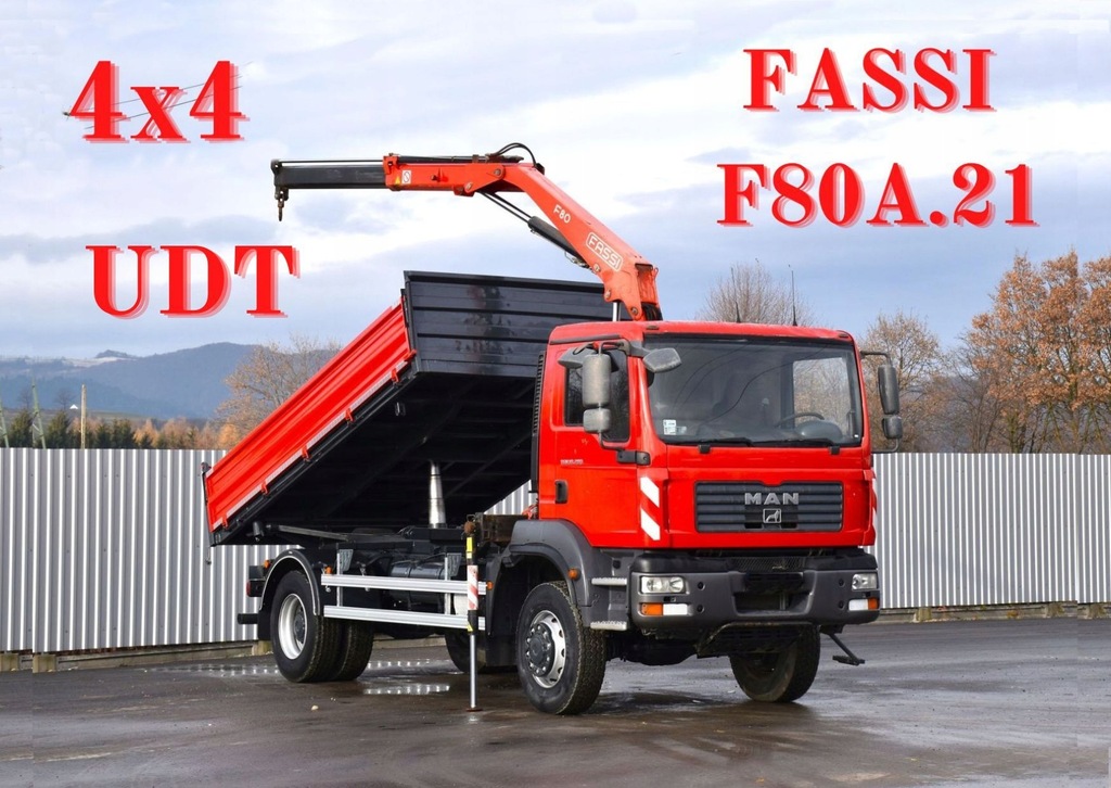 MAN TGM 18.280 WYWROTKA 4,50m* FASSI F80A.21 / 4x4 - 12995807860 ...