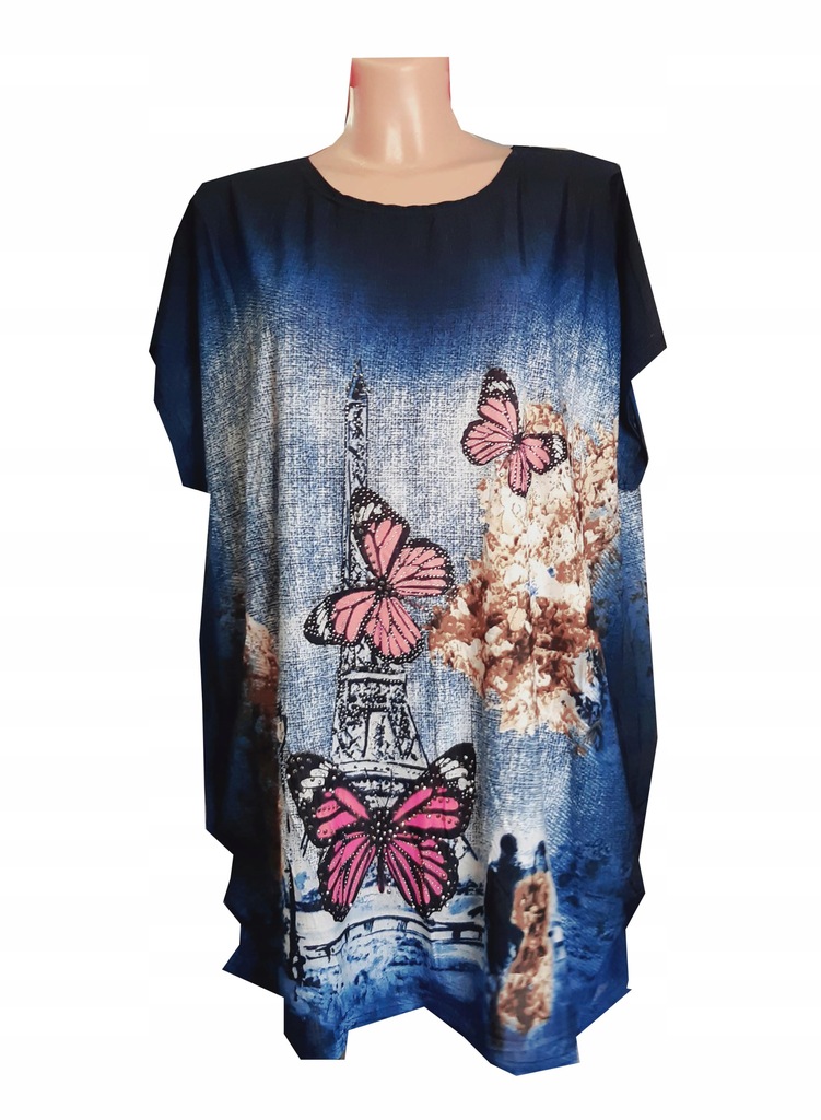 Bluzka TUNIKA cyrkonie Wieża Eiffla motyl XL/XXL - 11939874287 - oficjalne archiwum Allegro