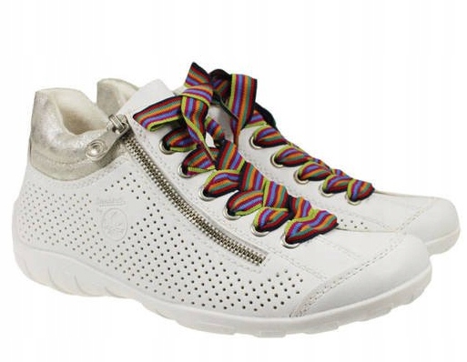 RIEKER BUTY SPORTOWE DAMSKIE BIAŁE CASUAL 38 1SDK - 12725381950 - oficjalne archiwum Allegro