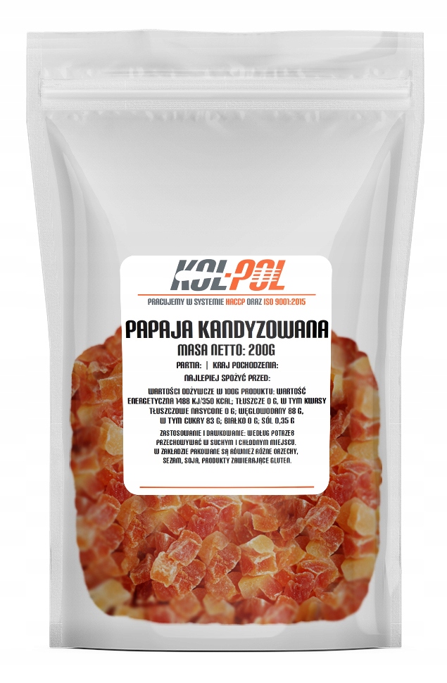 PAPAJA KANDYZOWANA KOSTKA 200g Suszona w kostkach - 12010887120 - oficjalne archiwum Allegro