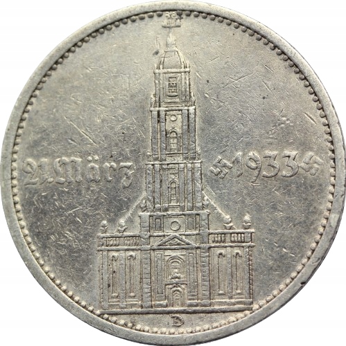 5 REICHSMARK III RZESZA 1934 D KOŚCIÓŁ SWASTYKA NAPIS - 16375483541 ...