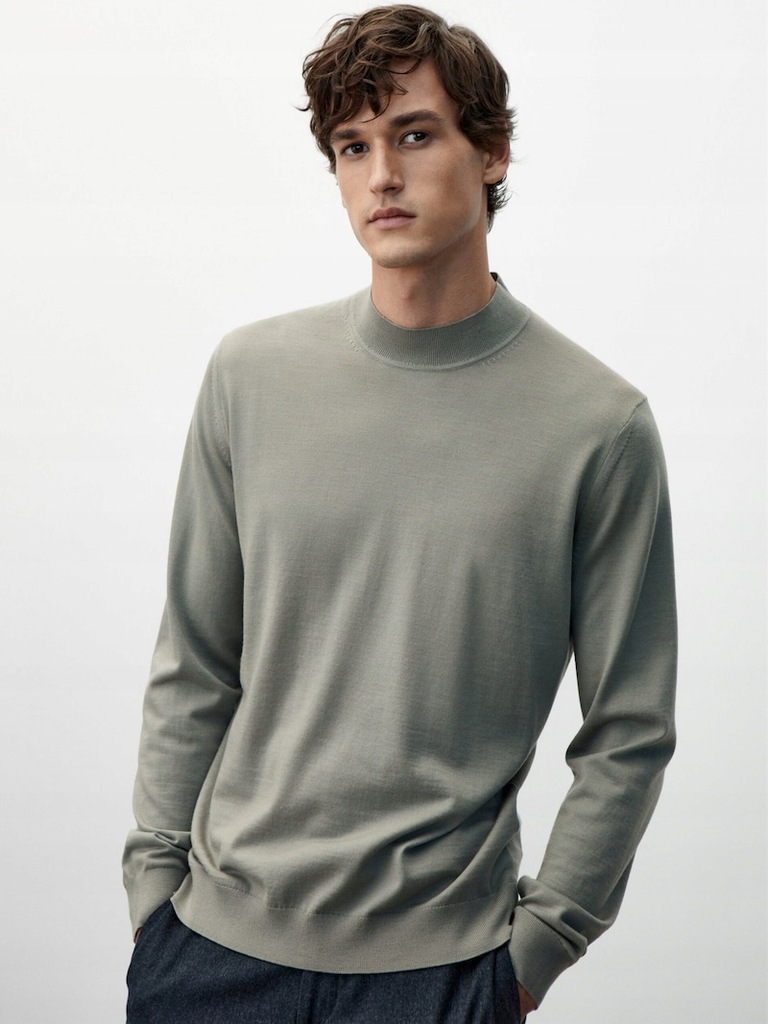 Massimo Dutti Merino Sweter męski z półgolfem * L - 11844526889 ...