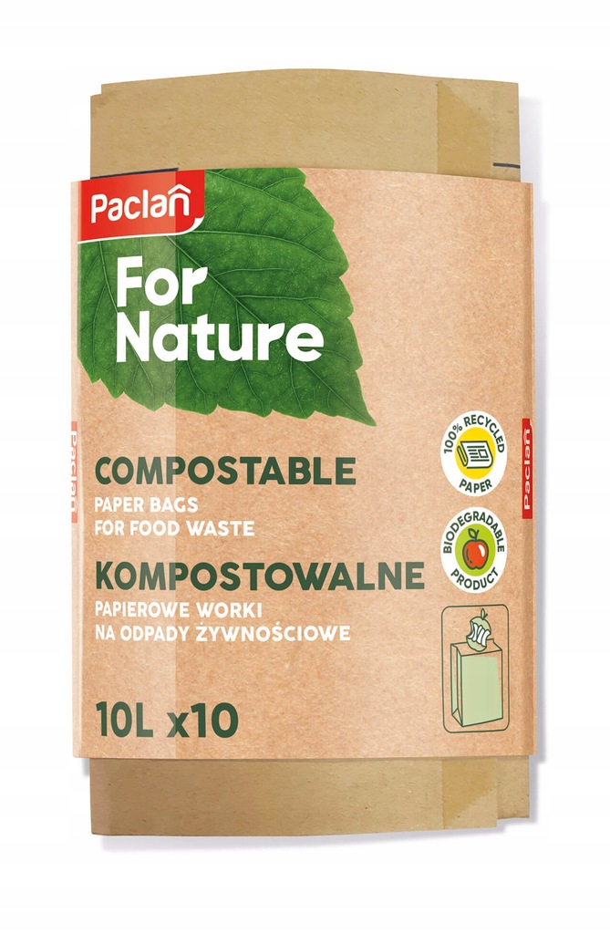 Paclan BIO Worki kompostowalne PAPIEROWE 10szt 10l - 9815389564 ...