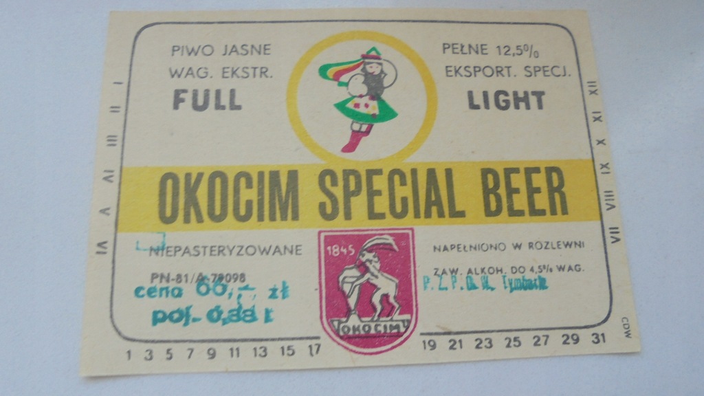 Etykieta browar Okocim - Tymbark - 12804880985 - oficjalne archiwum Allegro