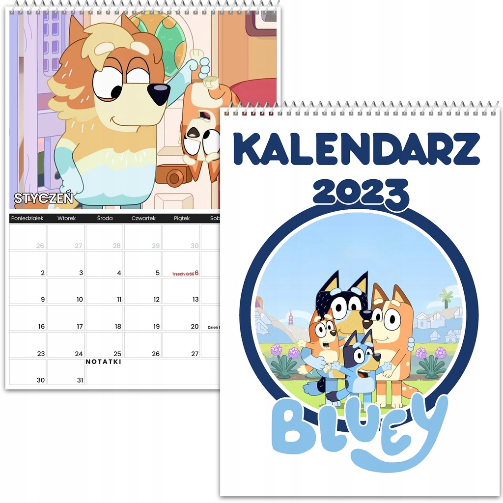 KALENDARZ ŚCIENNY A3 BLUEY 2023 Y2 - 12619345552 - oficjalne archiwum ...
