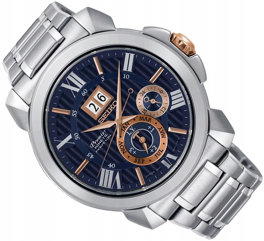 ZEGAREK MĘSKI SEIKO SNP153P1 PREMIER Z WIECZNYM KALENDARZEM KINETIC 43mm - 14971088464 ...