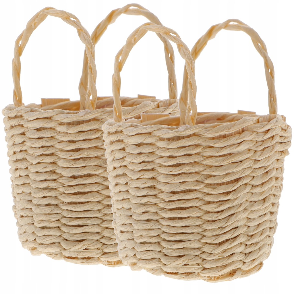 Small Raffia Basket Rattan Flower Baskets 2 Pcs - 13823033985 - oficjalne archiwum Allegro