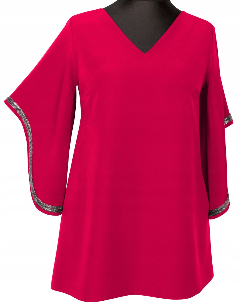 Bluzka tunika damska trapez elegancka fuksja 44 - 13254238528 - oficjalne archiwum Allegro