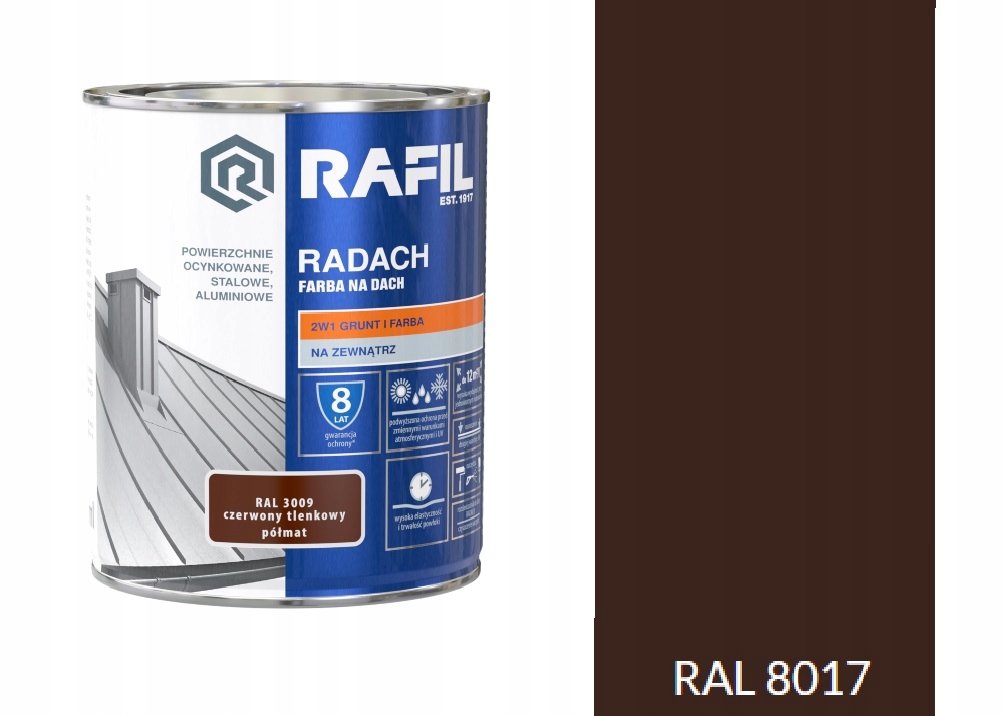 Rafil RADACH farba na dach ral 8017 BRĄZOWA 10L - 10782594037 ...