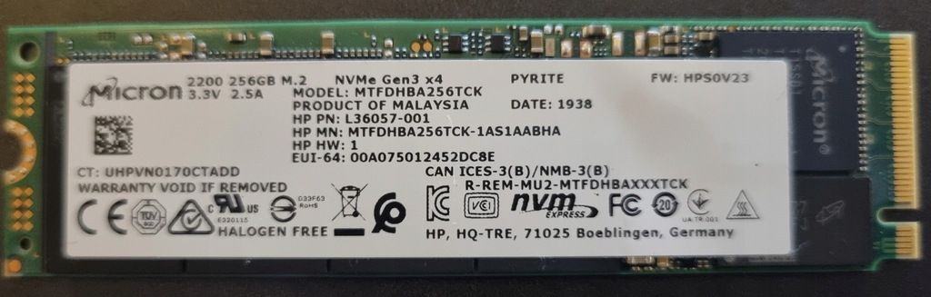 Dysk SSD Micron MTFDHBA256TCK NVMe M.2 256GB PCIe #35 - 14612109142 ...