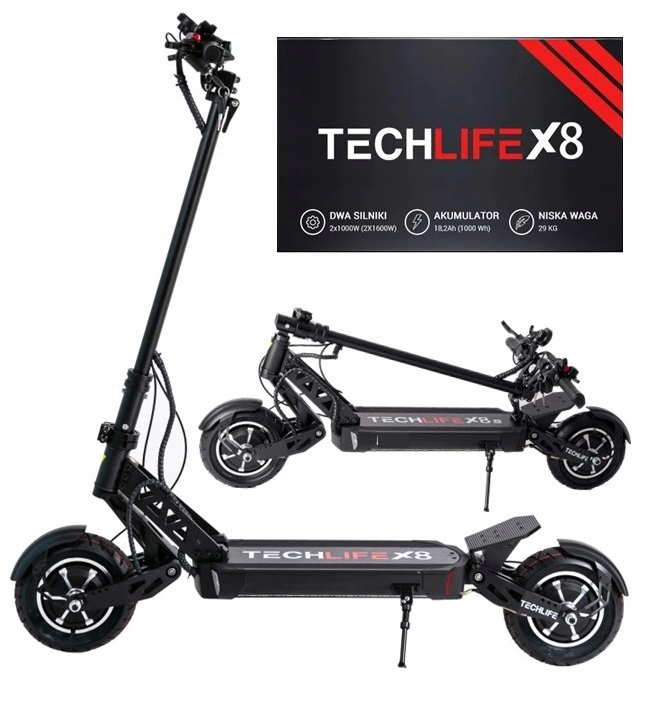 Hulajnoga Elektryczna Techlife X8 3200 W 60 km/h - 12826377324 - oficjalne archiwum Allegro
