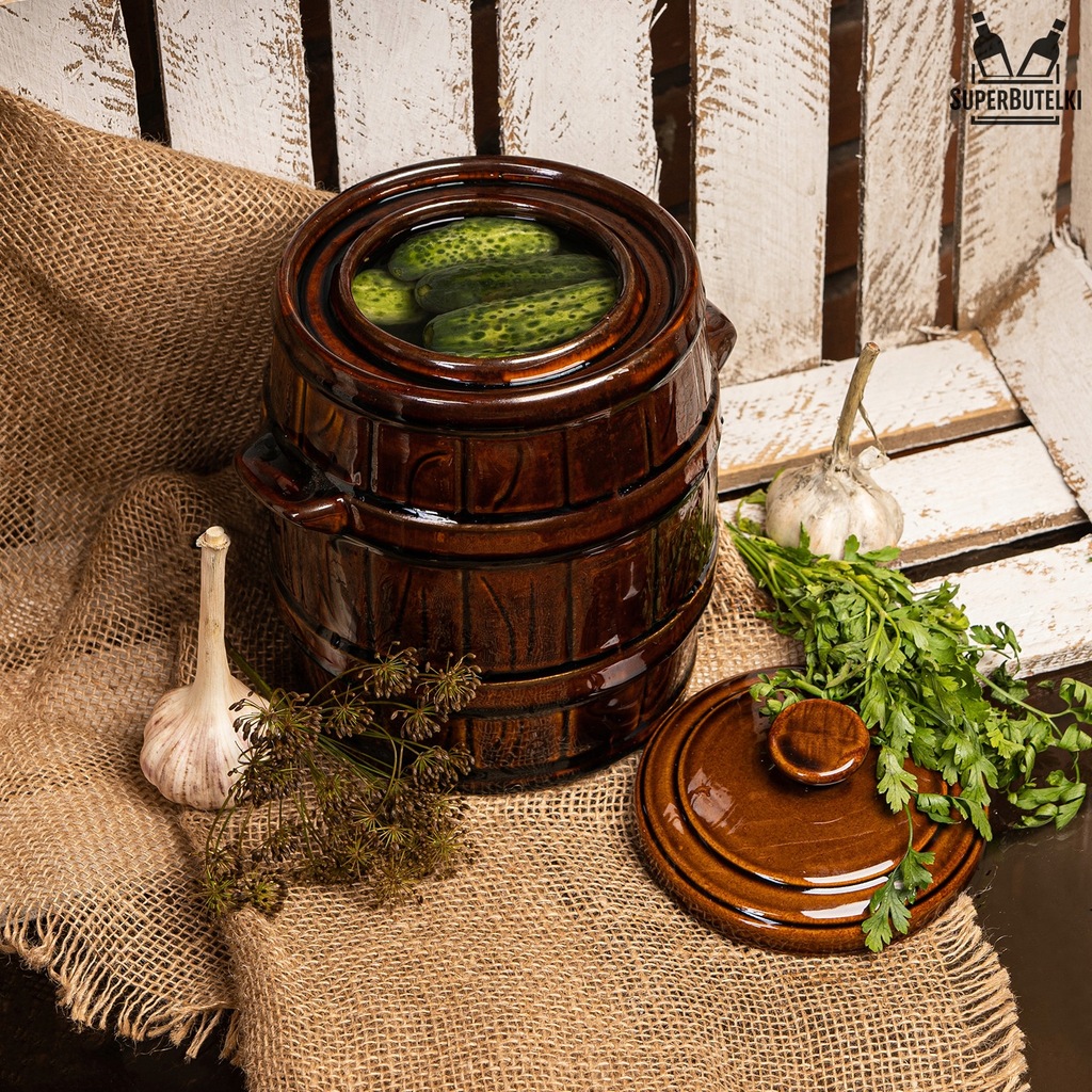 Купить Керамическая бочка для маринования огурцов, капусты, 3 л ...