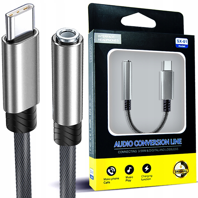 ADAPTER PRZEJŚCIÓWKA USB TYP C MINI JACK 3,5mm AUX - 13629091817 ...