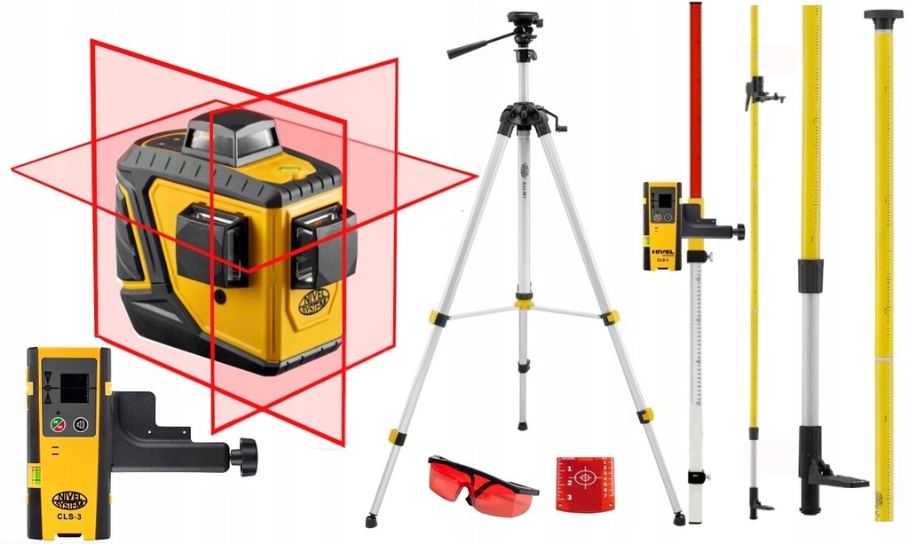 NIVEL SYSTEM CL3D LASER CZUJNIK ŁATA TYCZKA STATYW - 10207332671 ...