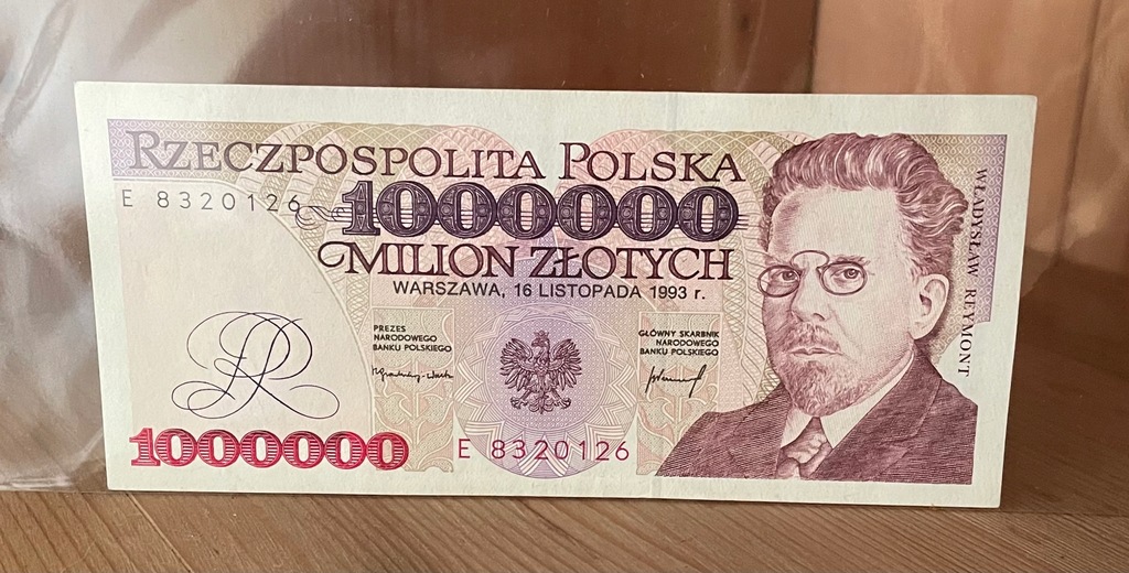 Banknot 1000000 zł 1993 Reymont Seria E UNC- - 13766938770 - oficjalne ...