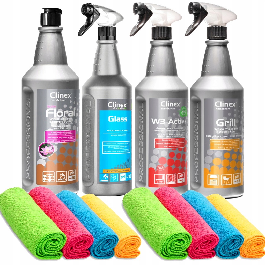 CLINEX DUŻY ZESTAW ŚRODKÓW DO CZYSZCZENIA DOMU MIX - 11832645092 ...