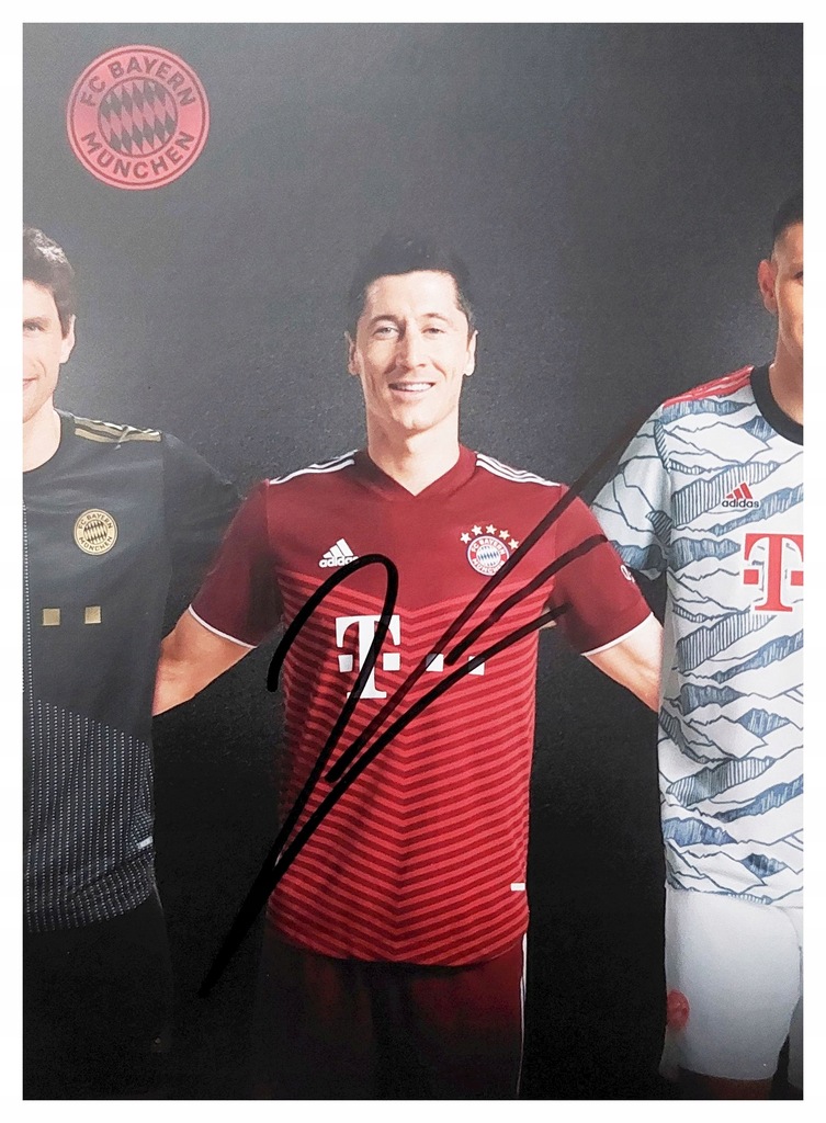 ROBERT LEWANDOWSKI karta oryginalny AUTOGRAF Bayern Monachium FC Barcelona - 15137852729 ...