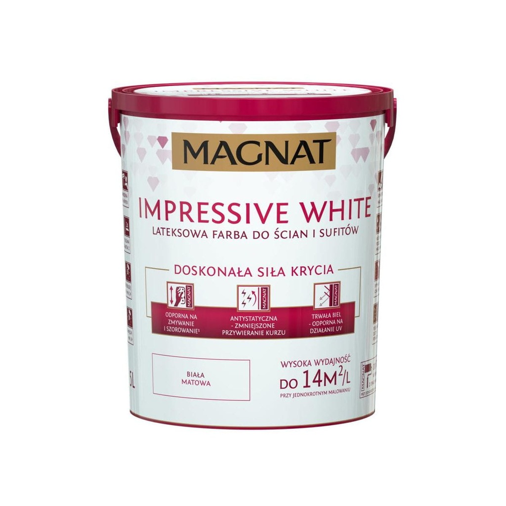 Farba wewnętrzna Impressive white 5 l biała Magnat - 11002773321 ...