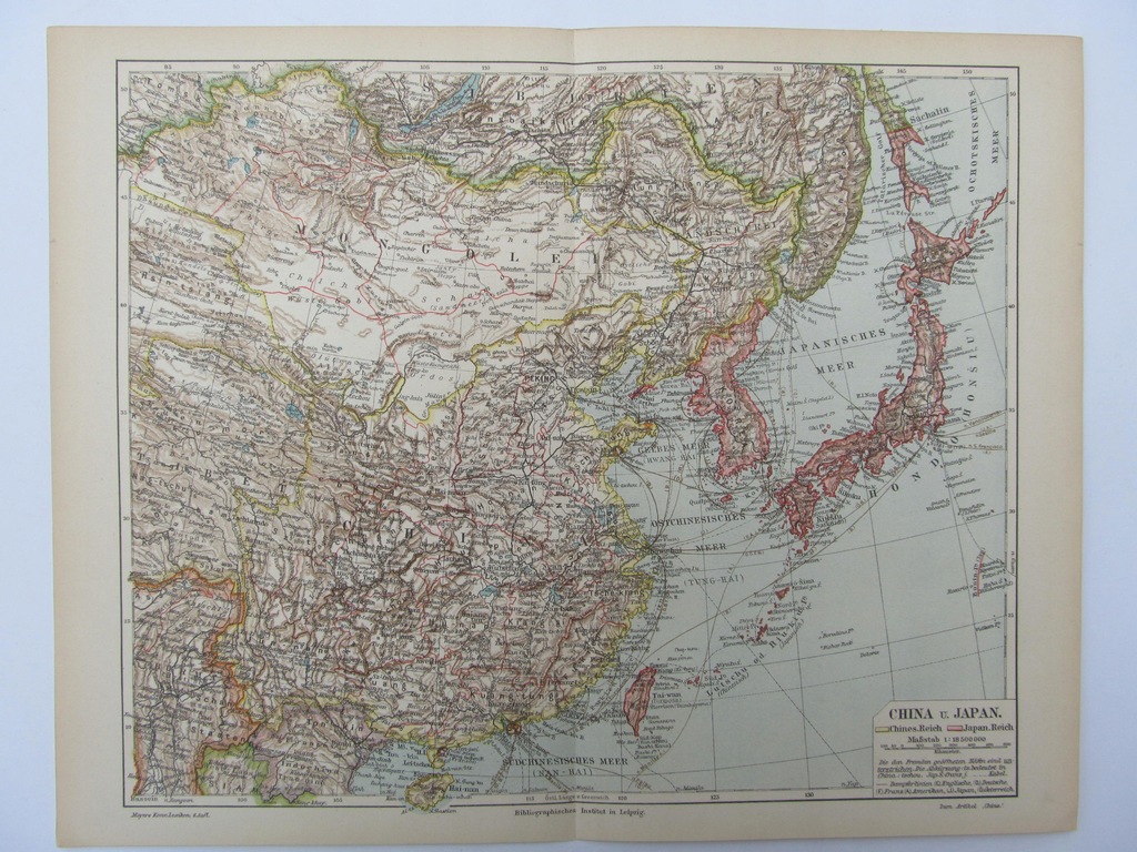 AZJA CHINY i JAPONIA mapa 1909 r. - 7781721293 - oficjalne archiwum Allegro