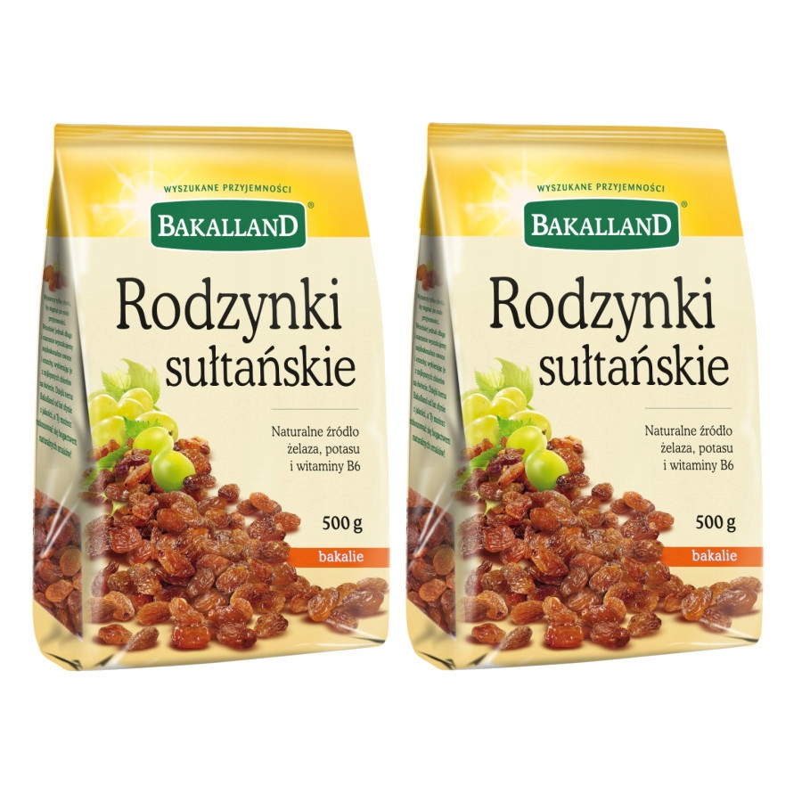 Rodzynki sułtańskie 1 kg BAKALLAND 2x 500 g - 13024310495 - oficjalne ...