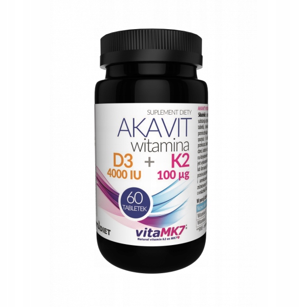 AKAVIT witamina D3 4000 IU + K2 MK-7 60 tabletek - 10631891207 ...