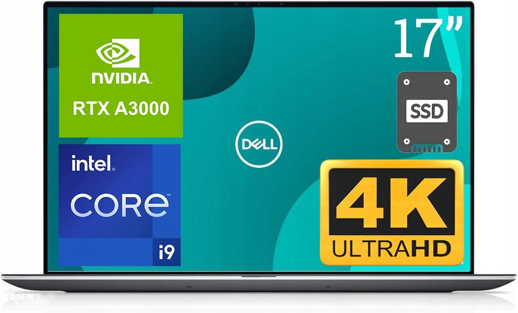 DELL PRECISION 5770 i9-12900H 64GB 4TB SSD 3840x2400 DOTYK RTX A3000 ...