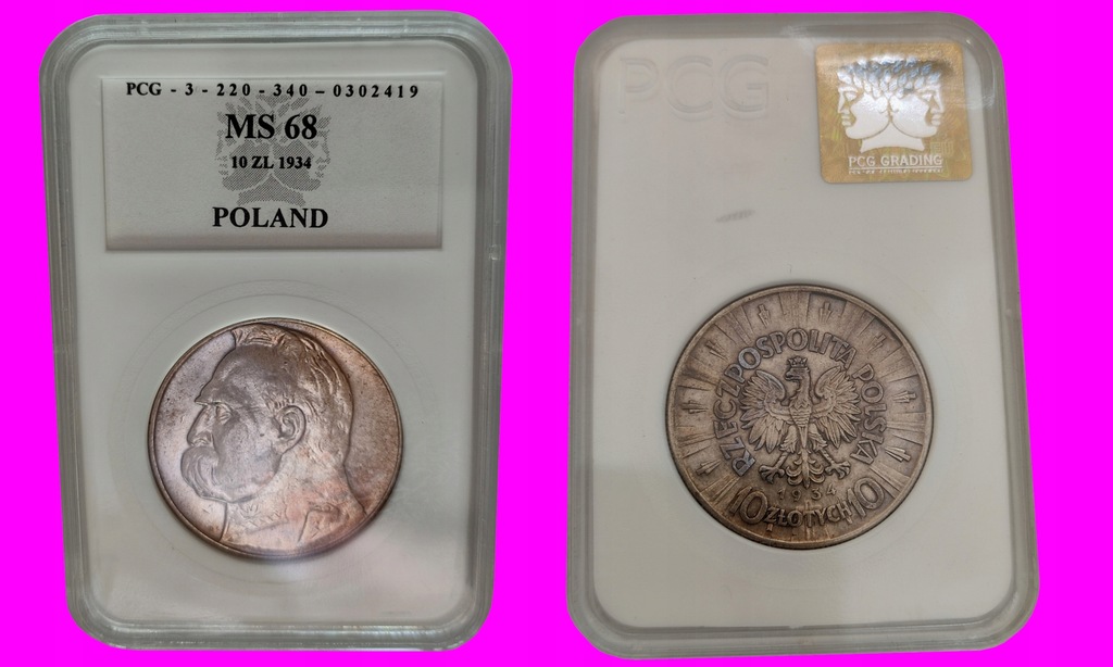 10 zł 1934 Józef Piłsudski GRADING MS68 10A - 13793588328 - oficjalne archiwum Allegro