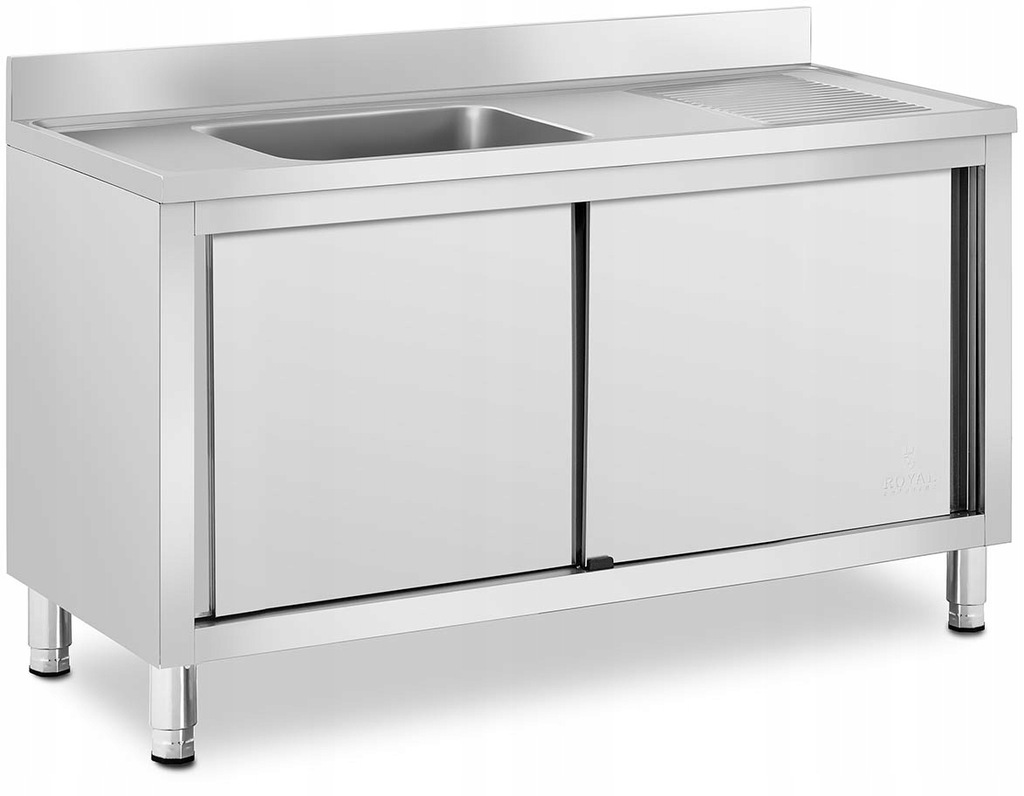 Zlew basen gastronomiczny jednokomorowy z szafką z drzwiami przesuwnymi ...