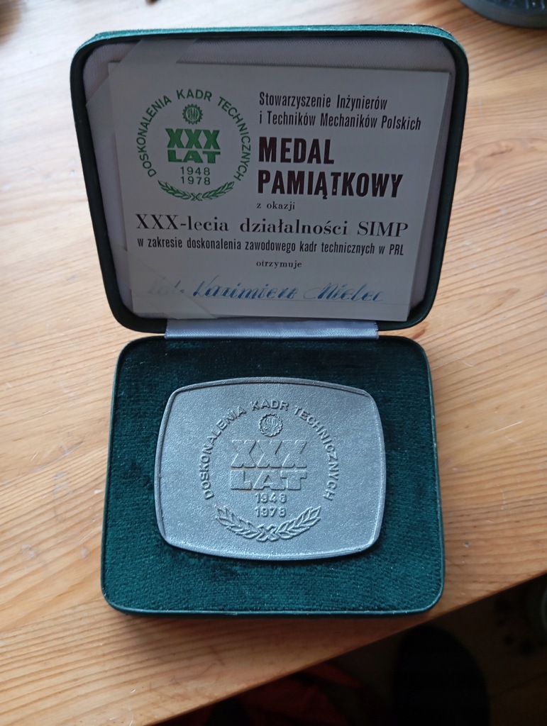 Medal SIMP 30 lecie doskonalenie kadr technicznych PRL nadanie etui BCM ...
