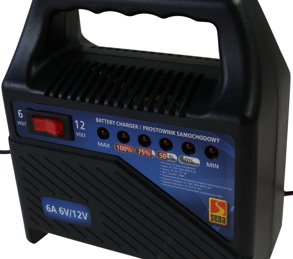 PROSTOWNIK 6A, 6V/12V + LED z przełącznikiem Sena - 9721332216 - oficjalne archiwum Allegro