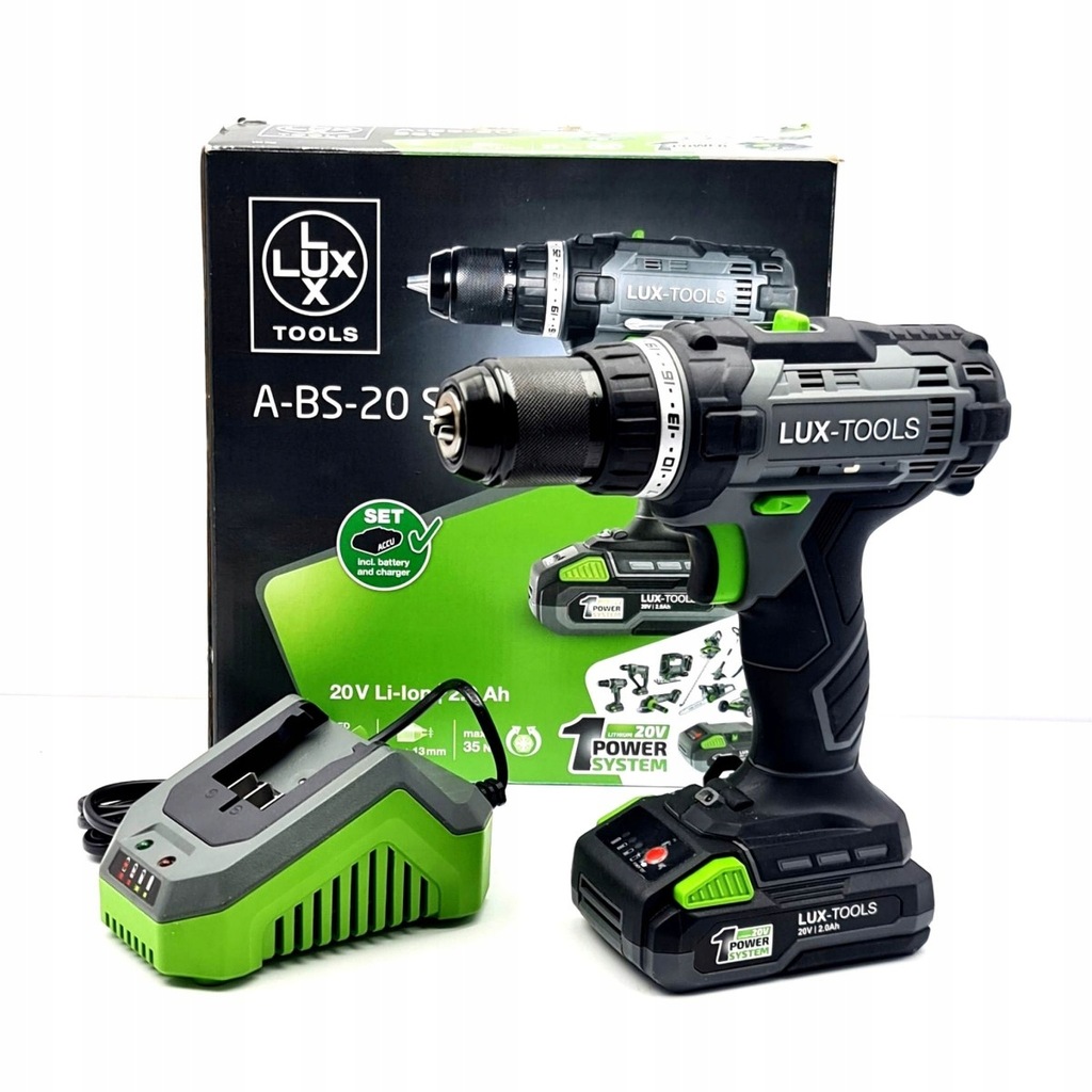 Wiertarko-wkrętarka LUX-Tools A-BS-20 Set - 13317460002 - oficjalne archiwum Allegro