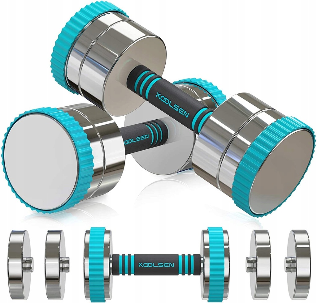 Hantle Chromowane Regulowane Stalowe KOLSEN 2x 10 Kg Ciężarki -ZESTAW ...