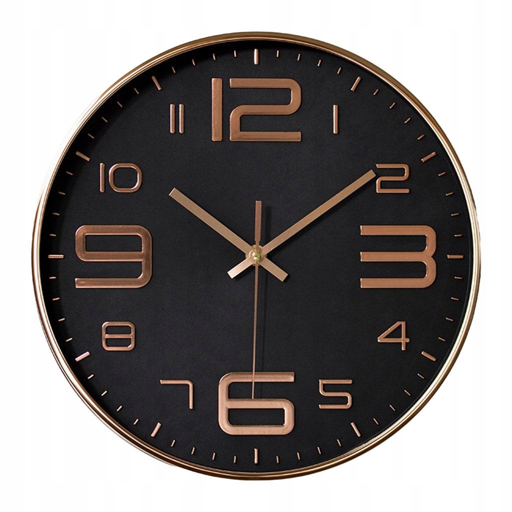30cm Industrial Large Raised Number Wall Clock Mute Indoor Black Gold ...
